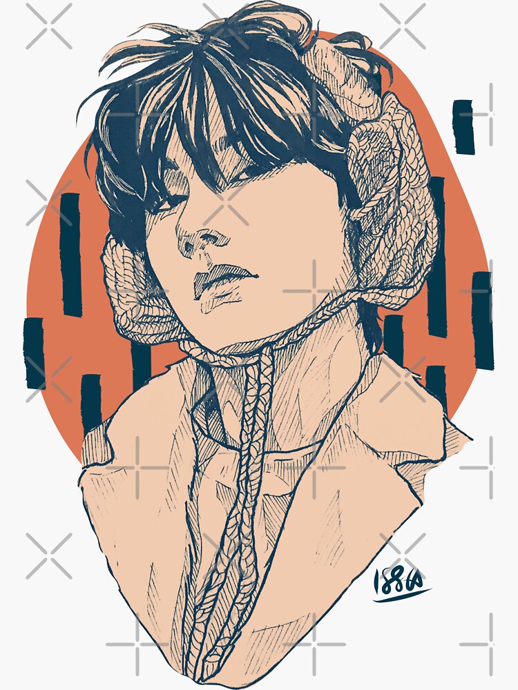 "Taehyung Line Art (Ver2)" Sticker for Sale by iss-artsy | Redbubble
