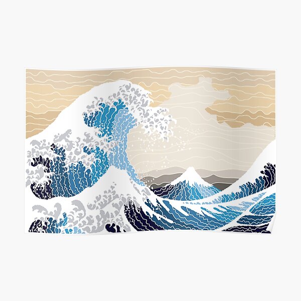 "The Great Wave (Blue)" Poster by Maho-Ichikawa | Redbubble