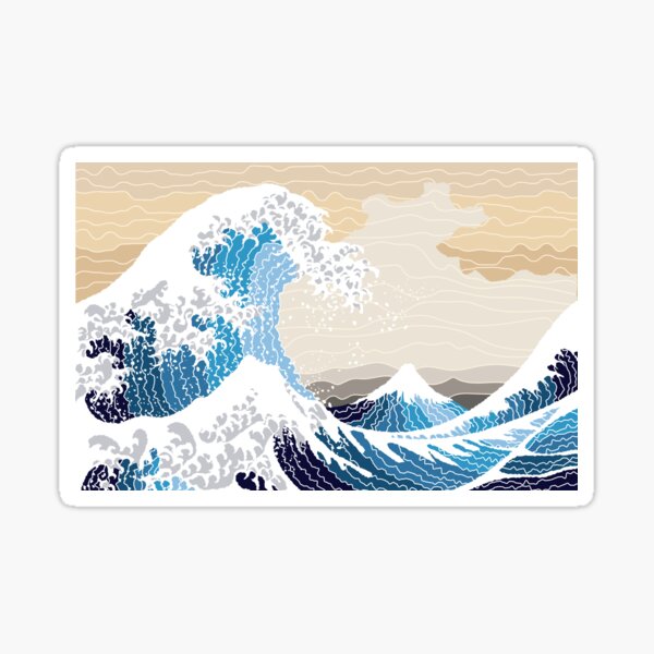 "The Great Wave (Blue)" Sticker by Maho-Ichikawa | Redbubble