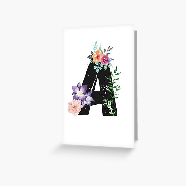 "Letter A - Botanical English Alphabet, Name Initial" Greeting Card by ...