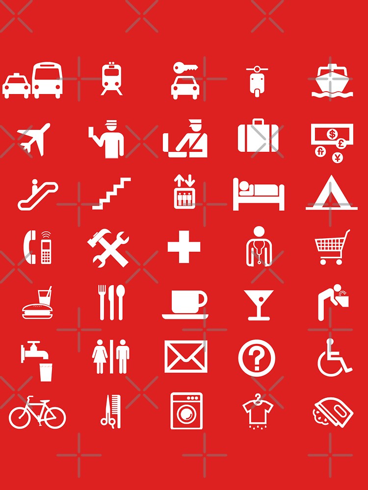 "International travel symbols in WHITE" T-shirt for Sale by ...