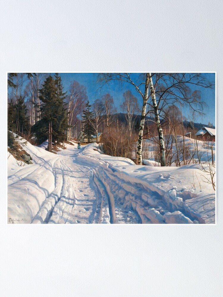"A Sunlit Winter Landscape (1919) - Peder Mork Monsted" Poster for Sale ...