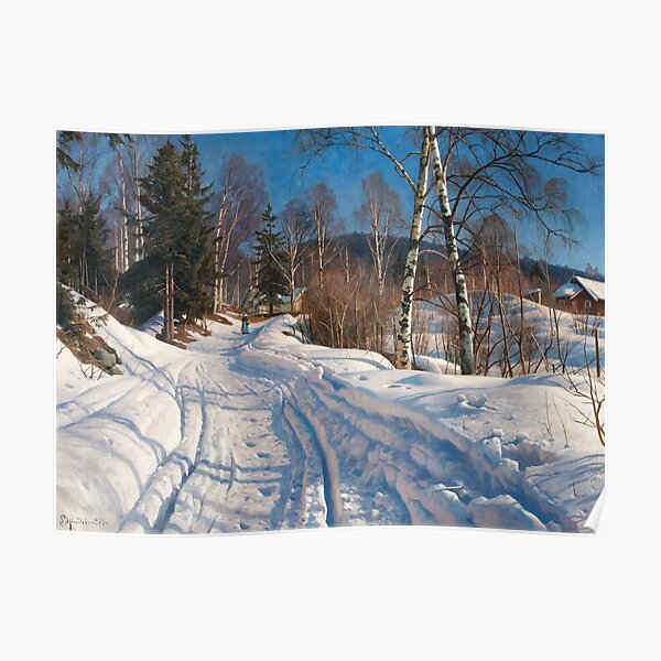 "A Sunlit Winter Landscape (1919) - Peder Mork Monsted" Poster for Sale ...