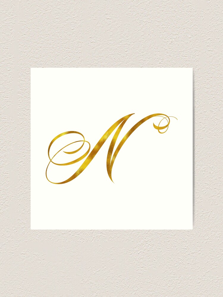 "Letter N Initial Gold Faux Foil Metallic Glitter Monogram Isolated on ...
