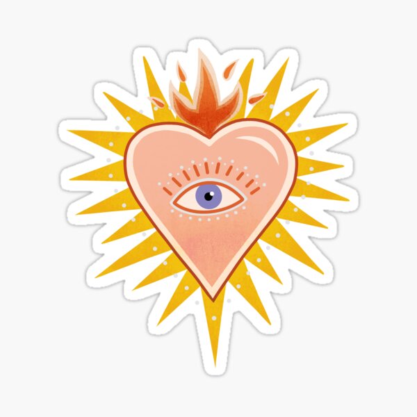 "pink flaming heart" Sticker for Sale by MartaOlgaKlara | Redbubble
