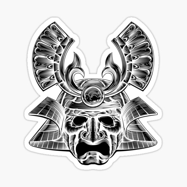 "Samurai Mask 4" Sticker by Smaragdas | Redbubble
