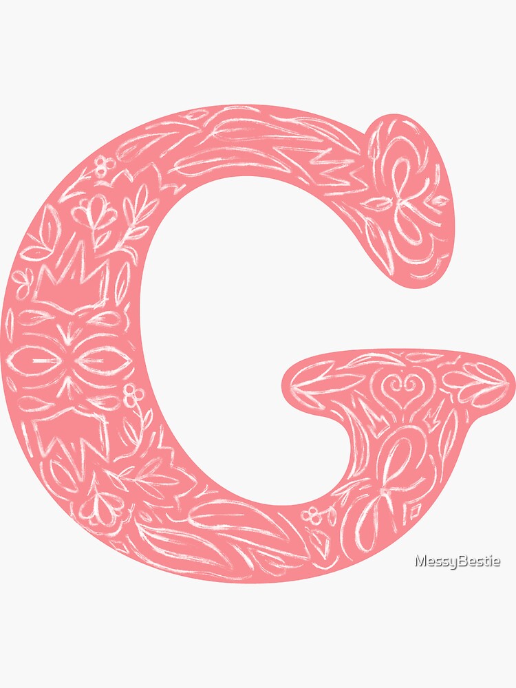 "G Initial / Monogram - Pink Floral" Sticker for Sale by MessyBestie ...