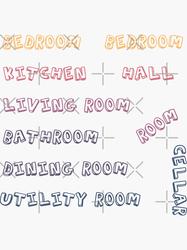 "Room names stickers in English - Learning new words - color" Sticker ...