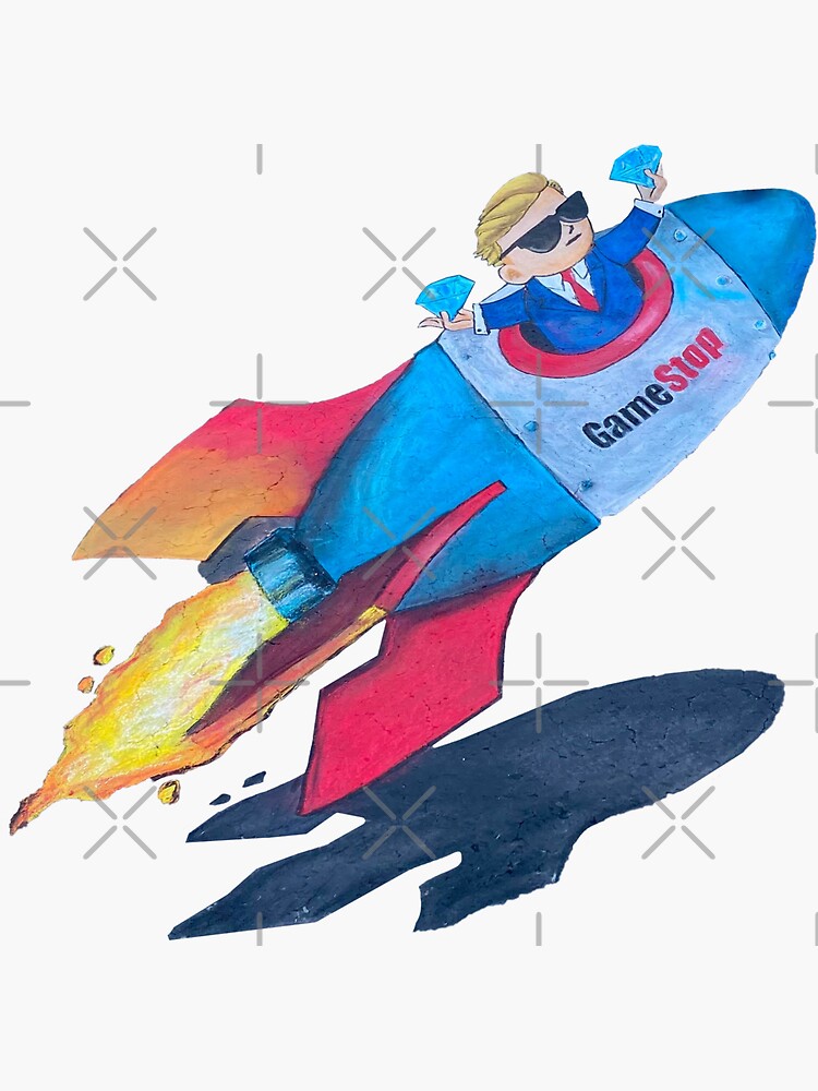 "WallStreetBets GME Rocket" Sticker by ArtInventor | Redbubble
