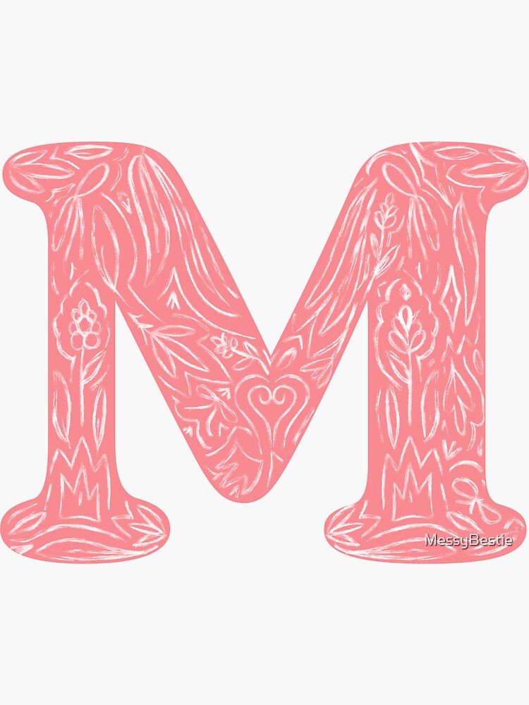 "M Initial / Monogram - Pink Floral" Sticker for Sale by MessyBestie ...