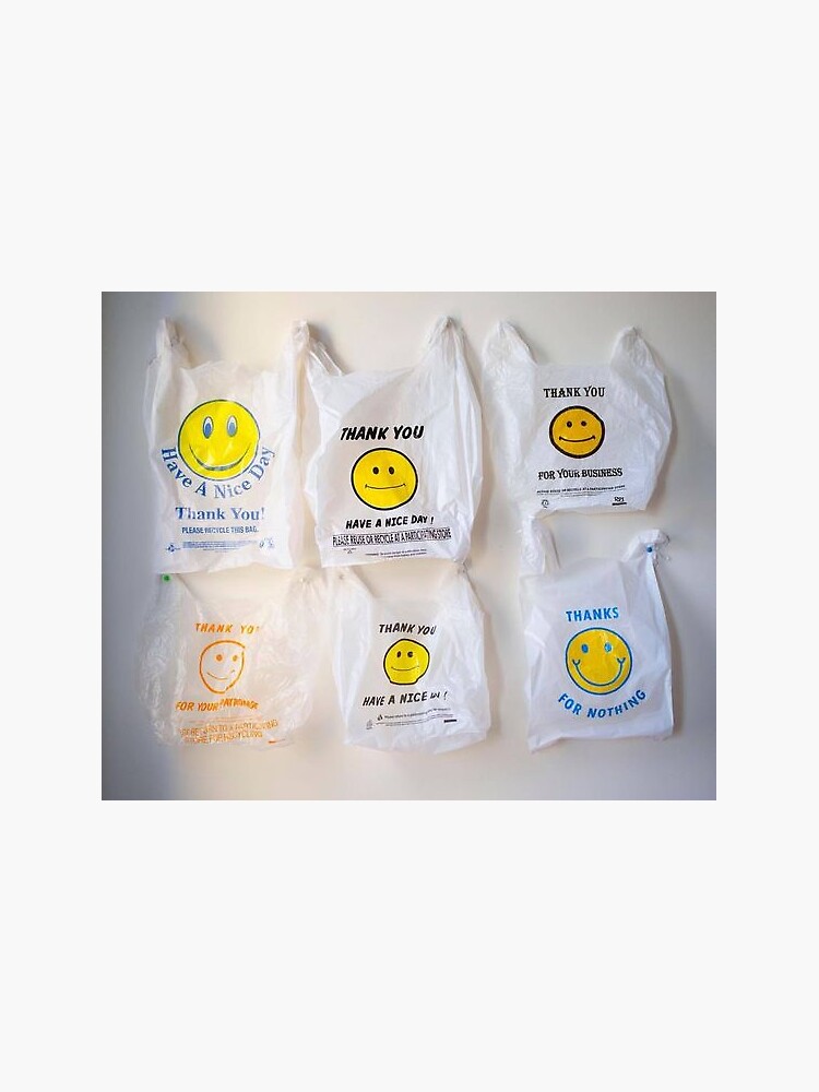 "THANK YOU TAKE OUT BAG SMILEY FACE" Sticker for Sale by cate64 | Redbubble