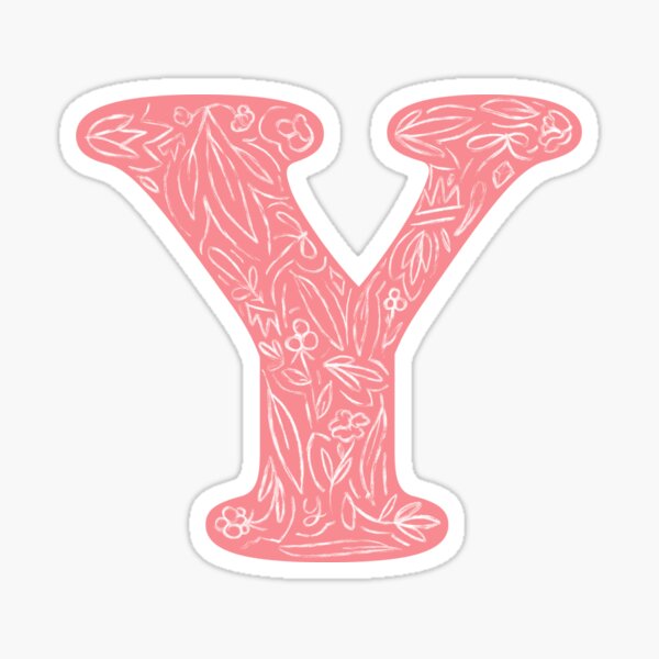 "Y Initial / Monogram in Pink Floral" Sticker by MessyBestie | Redbubble