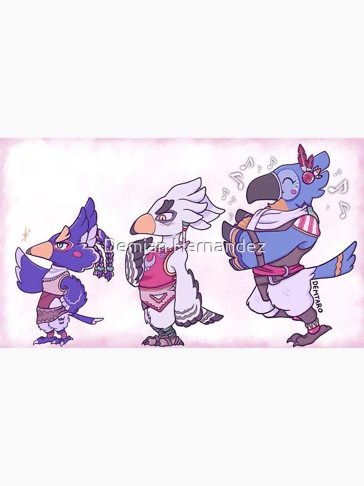 Pegatina «Pequeños Revali, Teba y Kass» de DemTaro | Redbubble