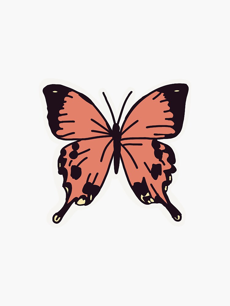 "Peach Butterfly " Sticker by heidilayne | Redbubble