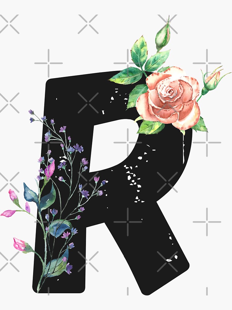 "Letter R - Botanical English Alphabet, Name Initial" Sticker by ...