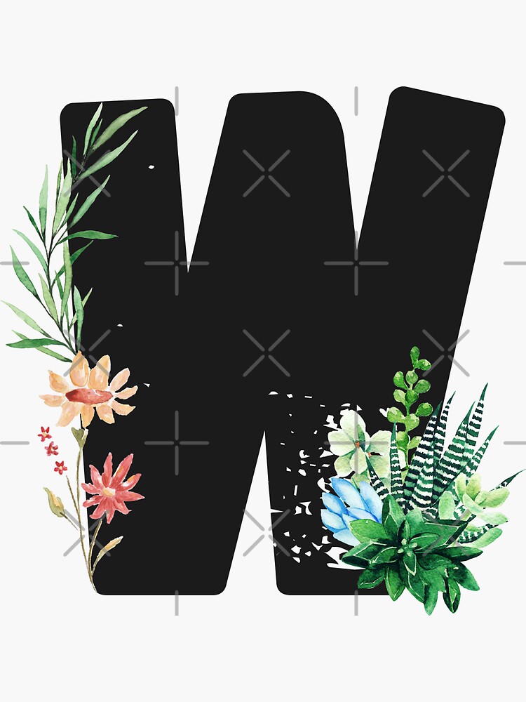 "Letter W - Botanical English Alphabet, Name Initial" Sticker for Sale ...