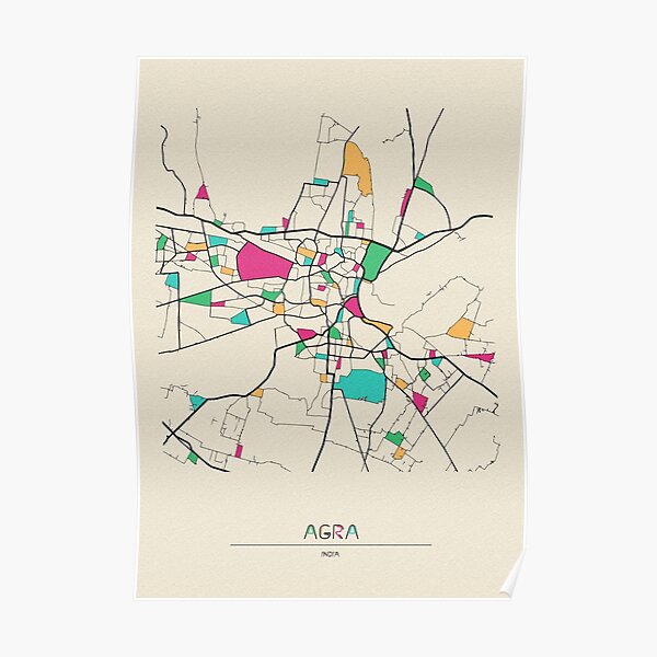 Giclée Prints Agra Map Print Kansas Map Art Vintage Gift Map Agra City ...