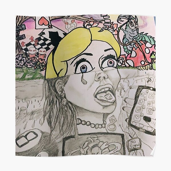 "Alice split trippy face" Poster by Purpleliquor | Redbubble