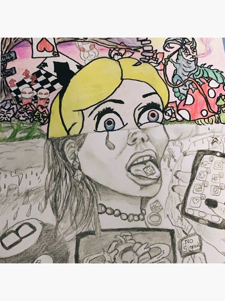 "Alice split trippy face" Sticker for Sale by Purpleliquor | Redbubble