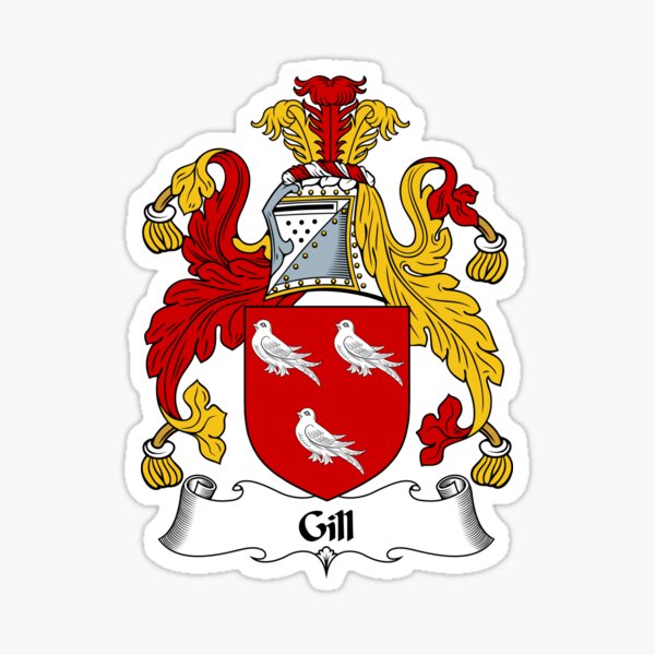 "Gill Coat of Arms / Gill Family Crest" Sticker by ScotlandForever ...