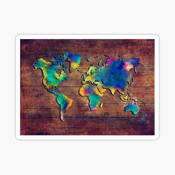"World map watercolor 2" Sticker by JBJart | Redbubble