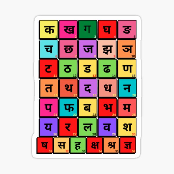 "Hindi Alphabets" Sticker for Sale by AMBERGIGGS | Redbubble