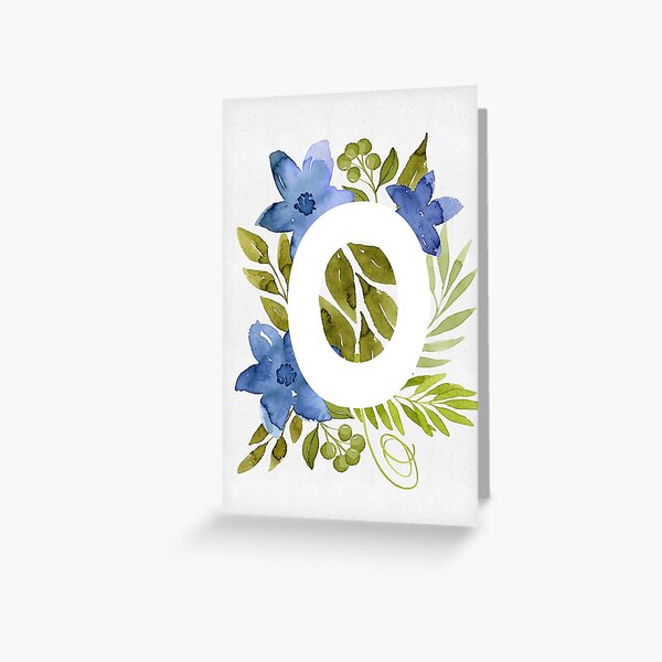 "Letter O in blue watercolor flowers and leaves. Floral monogram ...