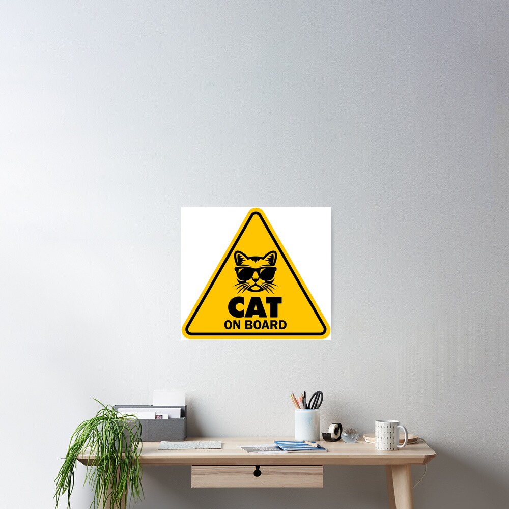 "Cat on Board" Sticker for Sale by DogsHearted | Redbubble