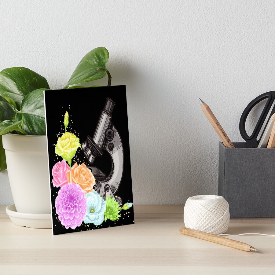 "DECORATIVE FLOWER BORDER MICROSCOPE MEDICAL LABORATORY SCIENTIST" Art ...