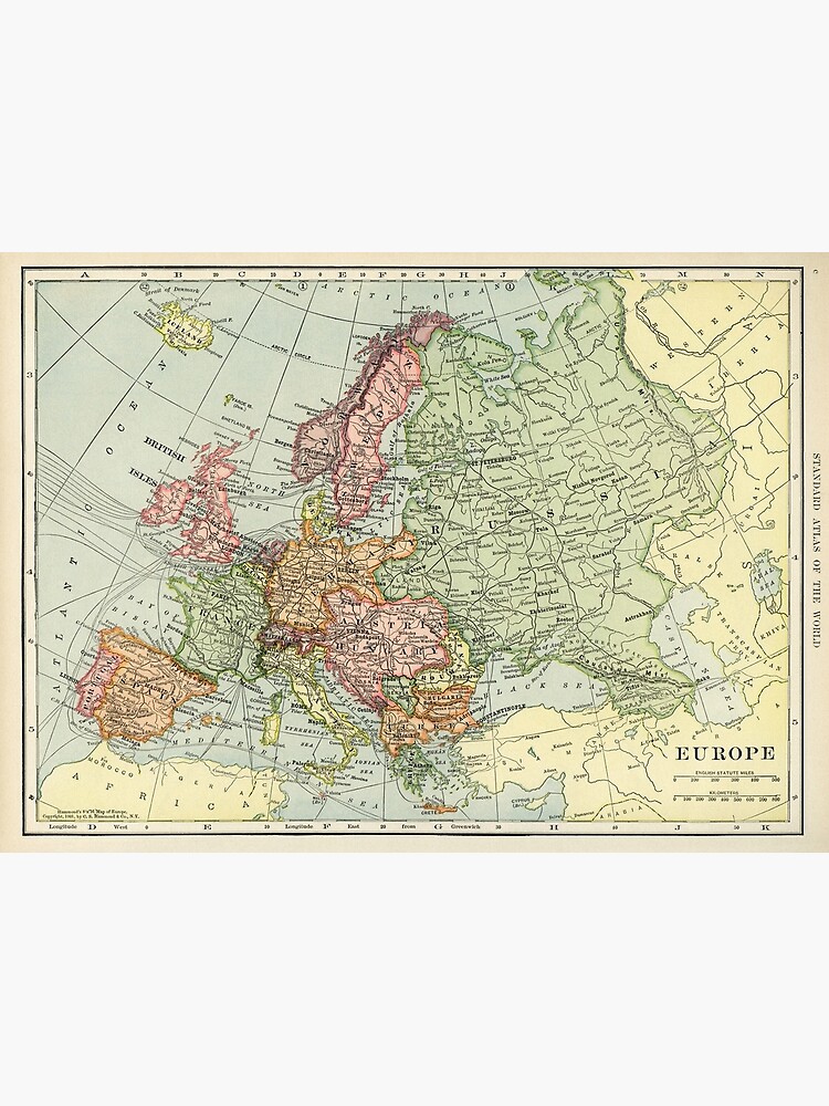 "Vintage Map of Europe - 1900" Art Print for Sale by Captain806 | Redbubble
