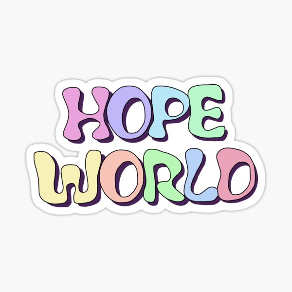 "Pastel Hope World Logo" Sticker by ethrealbangtan | Redbubble