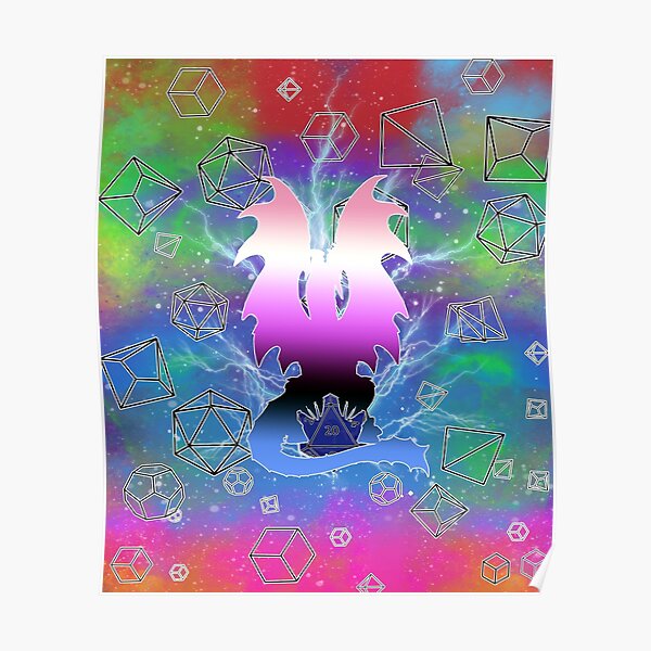 Genderfluid Pride Dragon On A D20 Poster By Stars Tabletop Redbubble