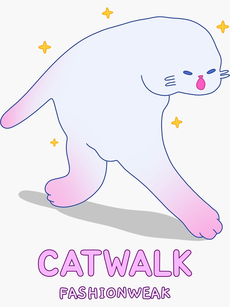 "Fashionweak Catwalk Cat " Sticker for Sale by ShineEyePirate | Redbubble