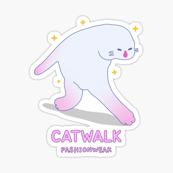 "Fashionweak Catwalk Cat " Sticker for Sale by ShineEyePirate | Redbubble