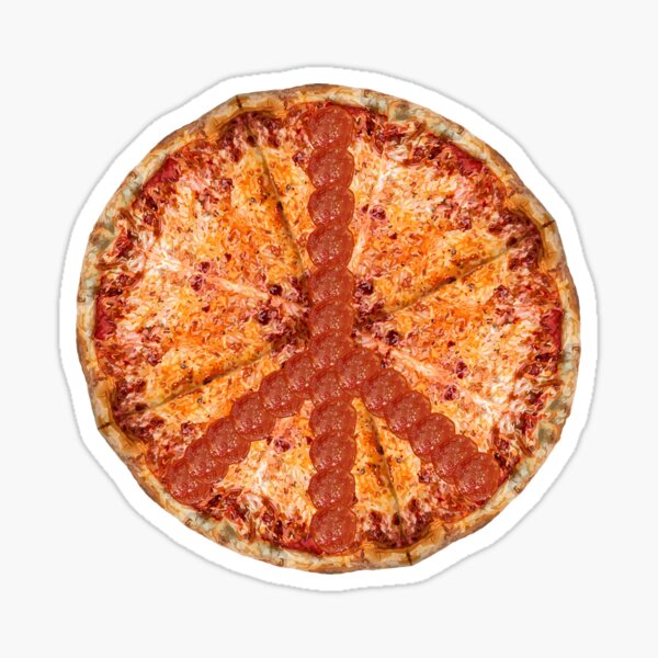 "Peace Sign Pepperoni Pizza Pie" Sticker by DeborahCamp | Redbubble