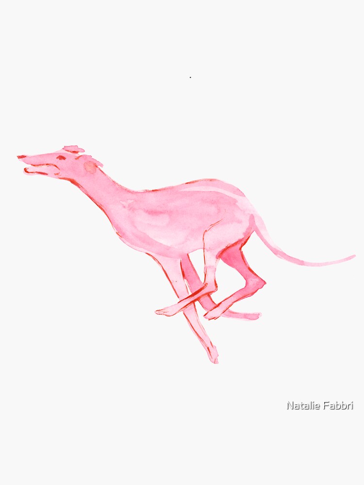 "Pink Watercolor Greyhound" Sticker by natsthings | Redbubble