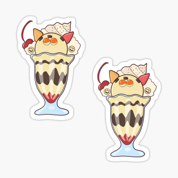 "Cute cat parfait ice cream illustration drawing" Sticker by MariOyama ...