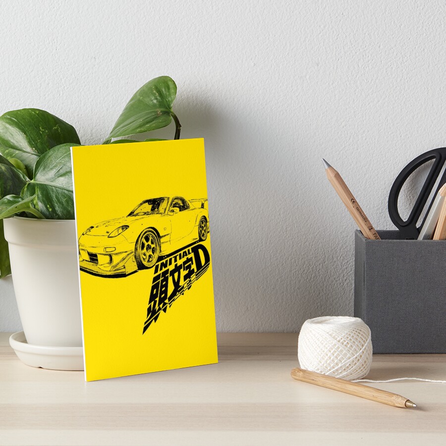 "Initial D Rx7 Manga Classic Yellow" Art Board Print for Sale by ...