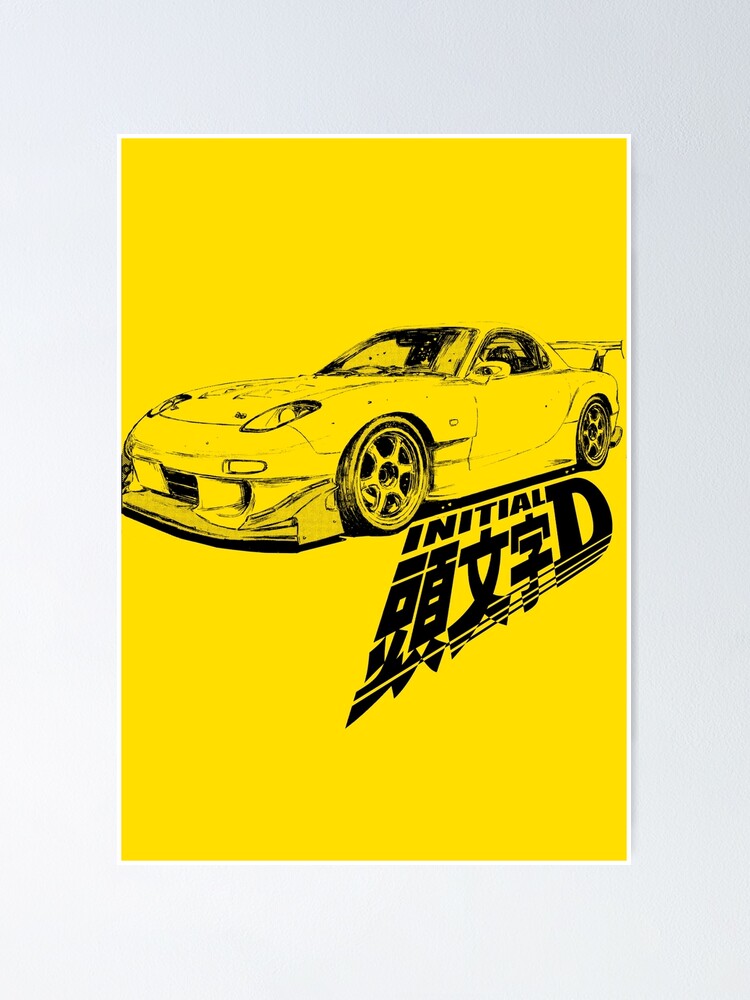 Póster «Initial D Rx7 Manga Classic Amarillo» de GeeknGo | Redbubble