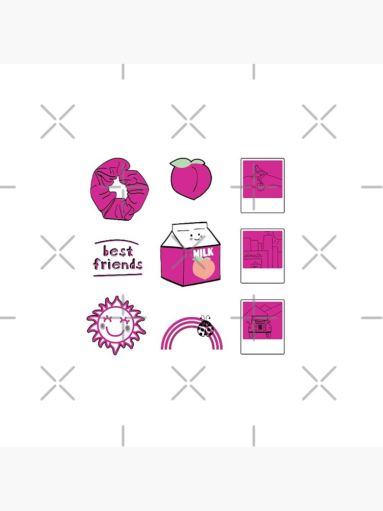 "Hot Pink Best Friends Aesthetic Sticker Pack" Pin by The-Goods | Redbubble