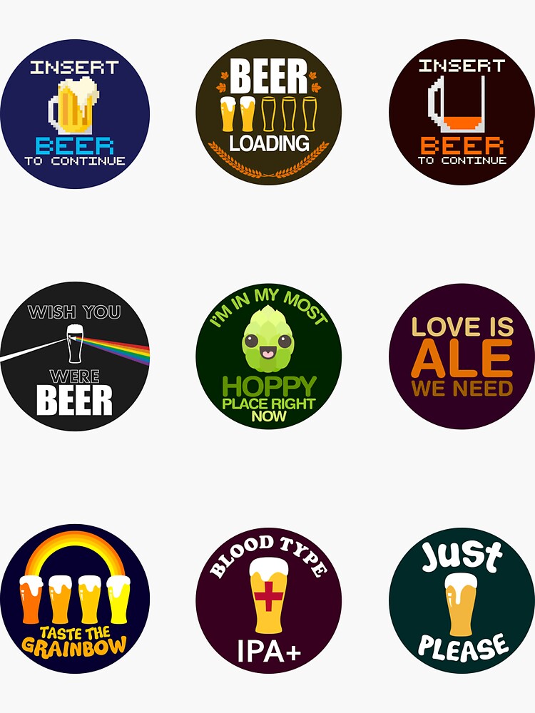 "Funny Beer Sticker Pack no 1" Sticker for Sale by Zeetopar | Redbubble
