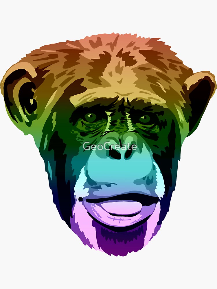 "Rainbow Chimpanzee Face" Sticker for Sale by GeoCreate | Redbubble