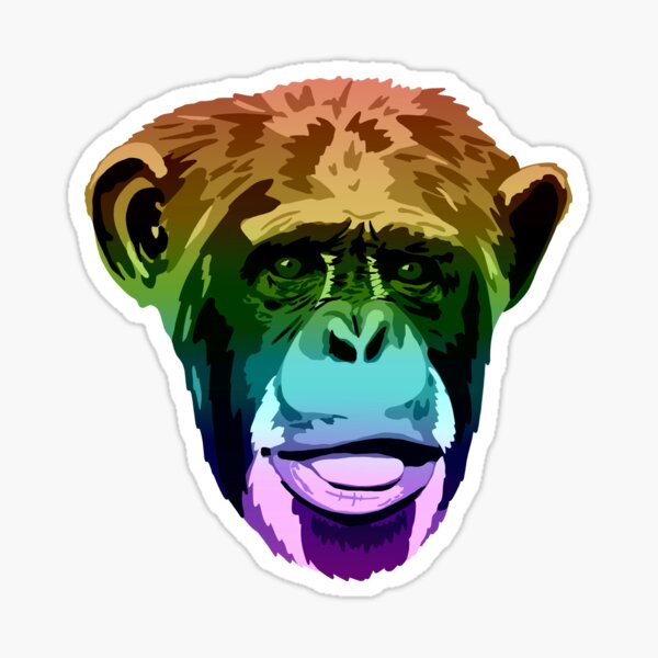 "Rainbow Chimpanzee Face" Sticker for Sale by GeoCreate | Redbubble