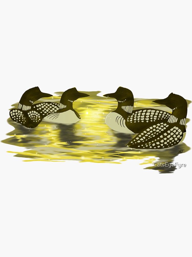 "Common Loon Circle Dance" Sticker by CatsEyeFyre | Redbubble