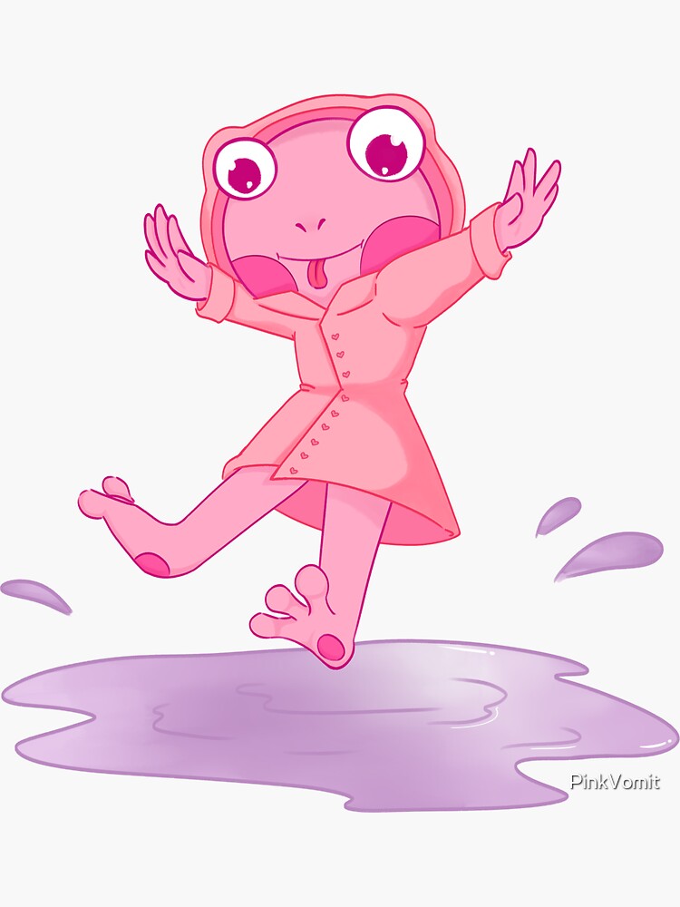 "Froggy inspired Pink Frog Jumping in Puddle" Sticker by PinkVomit ...