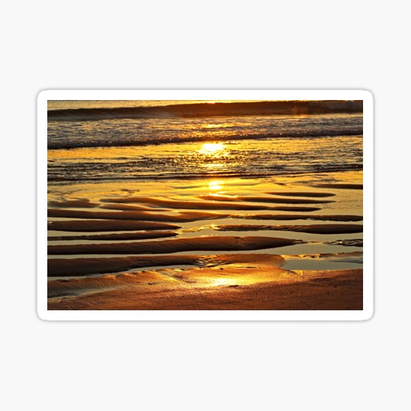 "Golden Coastal Sunset Seashore Sand Texture Beach Seaside" Sticker for ...