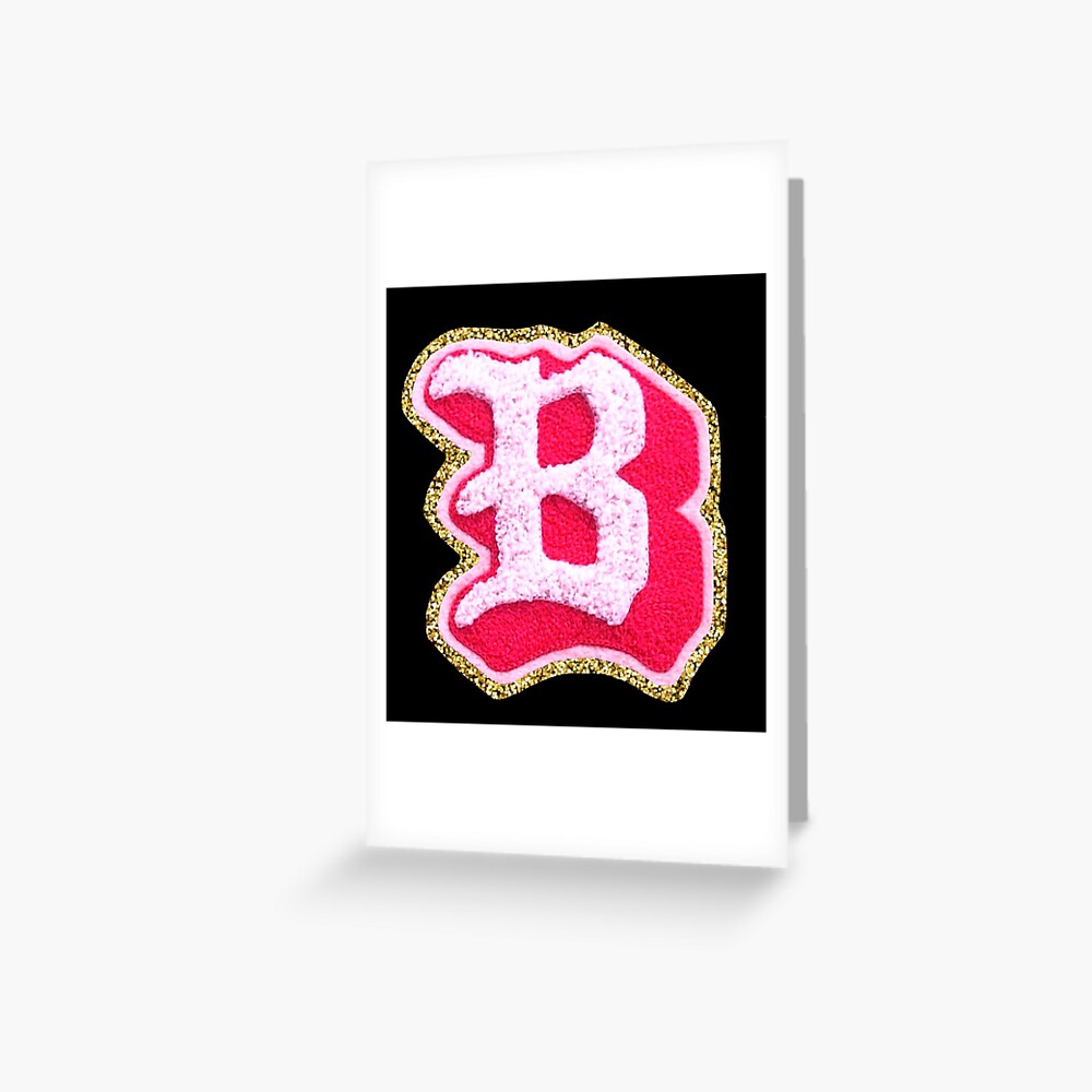 "The Letter B Letterman B Monogram Gold Glitter NEON Pink Preppy ...