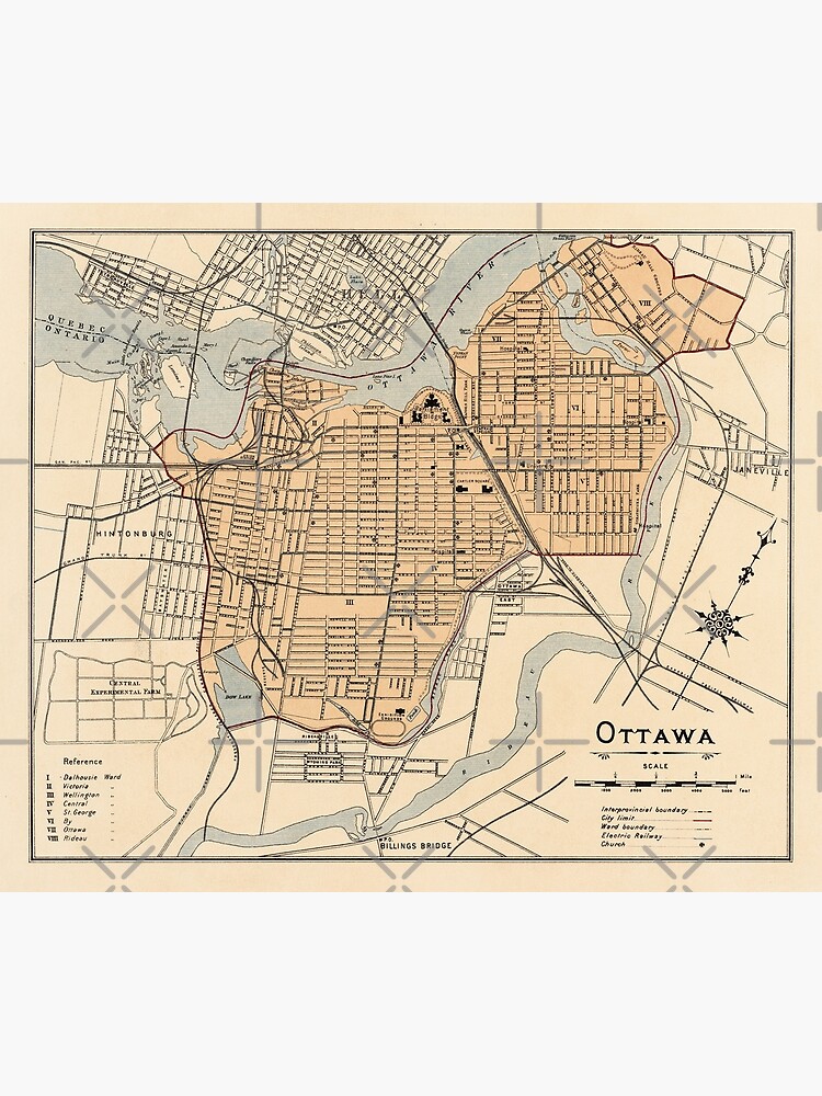 "1906 Vintage Map of Ottawa" Poster by gin-nek-shop | Redbubble