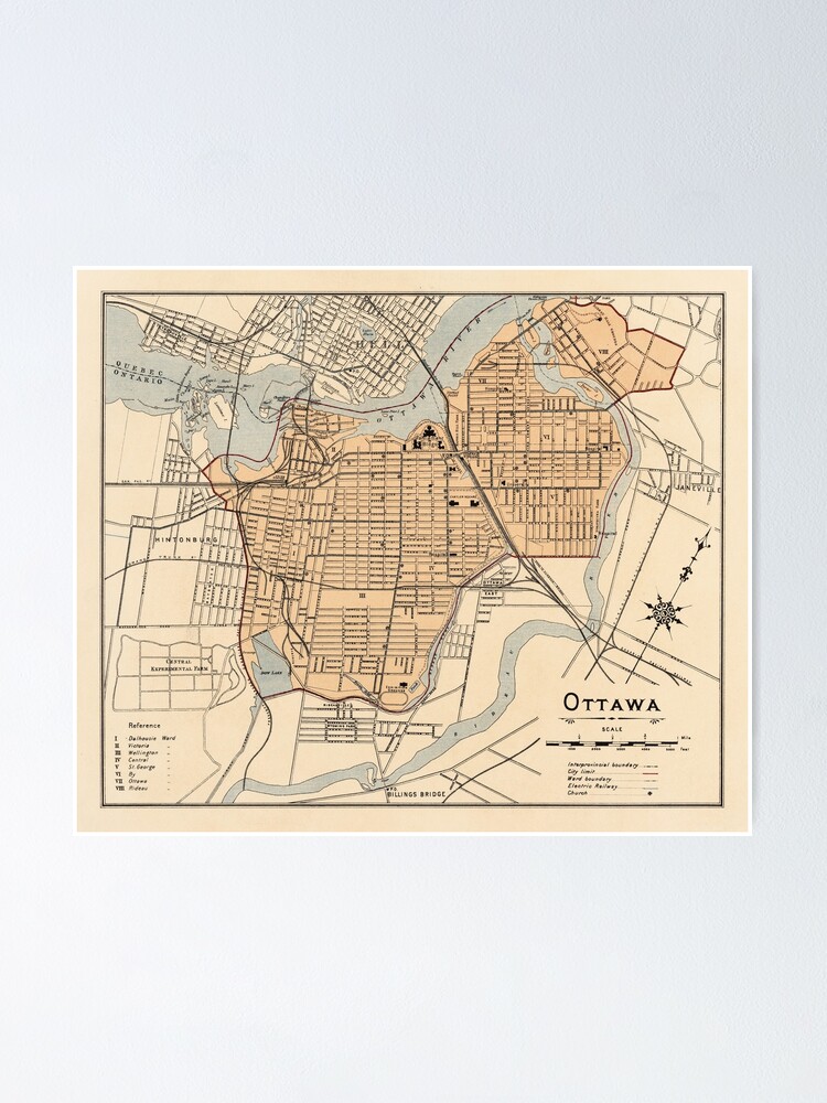 "1906 Vintage Map of Ottawa" Poster by gin-nek-shop | Redbubble