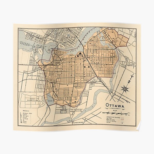 "1906 Vintage Map of Ottawa" Poster by gin-nek-shop | Redbubble